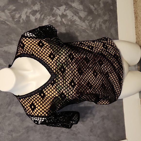 Blue Star | Tops | Blue Star Black Mesh Look Rhinestone Shirt Sz Xl ...